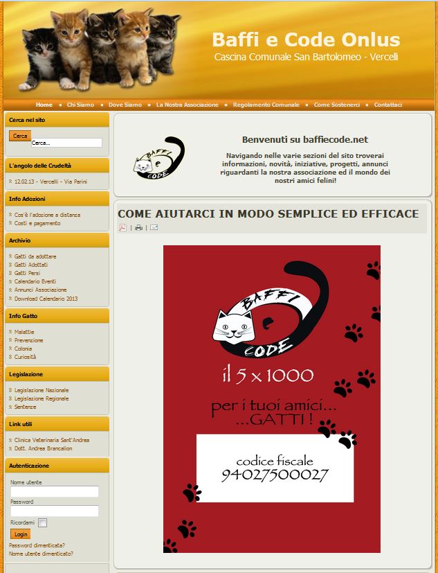 Volontariato gatti - Piemonte - Provincia di Vercelli - Baffi e Code ...